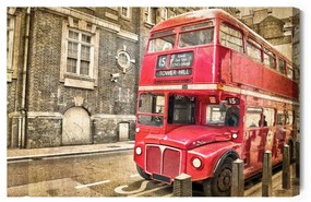 Obraz Vintage Červený Dvoupatrový Autobus Nedostatek Nedostatek Plátno Canvas 70x50