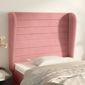 Čelo postele typu ušák růžové 83 x 23 x 118/128 cm samet 3118143