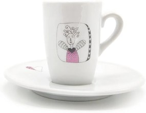 Porcelánový moka hrnek Anděl, 100 ml – s autorskou ilustrací, s překvapením uvnitř hrnku
