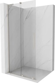 Mexen Velar L, posuvná sprchová zástěna Walk-in 110 x 200 cm, 8mm čiré sklo, broušená ocel, 871-110-003-03-97