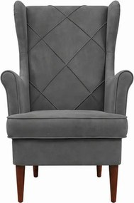 relaxační křeslo, ušák, odpočinkové, dřevo/kov/samet, 102x78x66 cm, nohy tmavé/tmavě šedá, Dekorino KR20260071