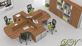Sestava kancelářského nábytku Komfort 4.12, ořech/šedá ZE 4.12P 19