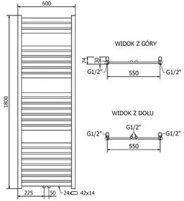 Mexen Uran, topné těleso 1800x600 mm, 729 W, zlatá lesklá, W105-1800-600-00-50