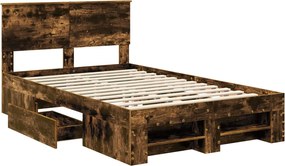 Rám postele s čelo Kouřový dub 120 x 200 cm Kompozitní dřevo 3408785