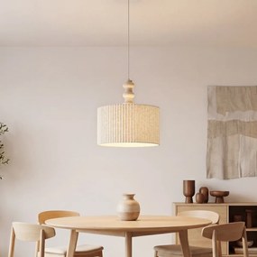 Závěsné svítidlo Japandi béžové s lněným stínidlem 50 cm - Fedde
