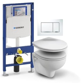 Závěsný WC set Geberit Duofix (modul, tlačítko Sigma 30 bílá/chrom, Rekord klozet, Rekord sedátko) B3E