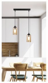 Černé závěsné svítidlo se skleněným stínidlem 10x34 cm Bistro – Candellux Lighting