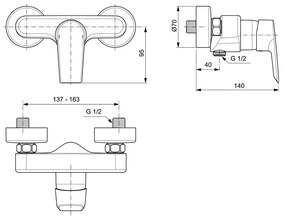 IDEAL STANDARD Tesi- sprchová baterie nástěnná A6581AA