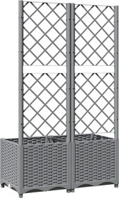 Zahradní truhlík s treláží světle šedý 80 x 40 x 136 cm PP 153272