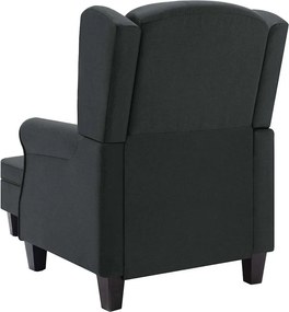 Křeslo s podnožkou tmavě šedé textil 320152