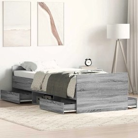 Rám postele s hlavovým a nožním čelem šedý sonoma 75 x 190 cm 3203822