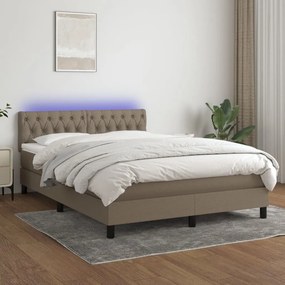 Box spring postel s matrací a LED taupe 140x200 cm textil 3133401