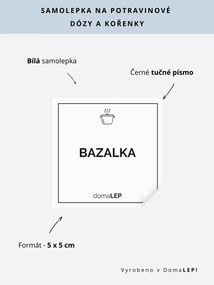 Samolepka na kořenky BAZALKA bílá 5 × 5 cm tučné písmo