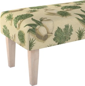 Dlouhá lavička 100x40cm barva béžová látka pletený vzor, vzorované
