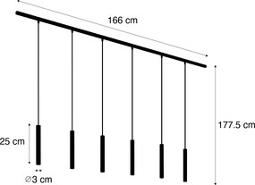 Moderní kolejnicový systém se 6 závěsnými světly bronzový 1-fázový - Slimline Keno