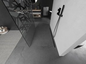 Mexen Kioto, sprchová zástěna Walk-In 100 x 200 cm, 8mm čiré sklo bílý vzor, ​​grafitový profil, 800-100-002-66-85