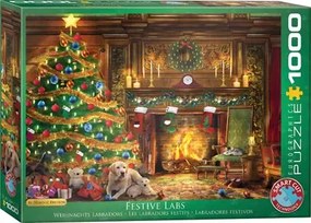 EUROGRAPHICS Puzzle Labradoři u stromečku / 1000 dílků / 67,63 x 48,89