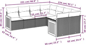 8dílná zahradní sedací souprava s poduškami béžová polyratan 3228236