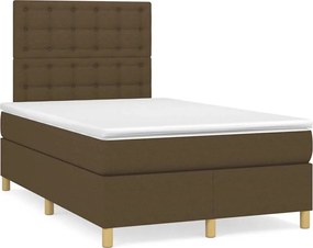 Box Spring Postel S Matrací A Led Textil Tmavě Hnědá tlačítka 120 x 190 c