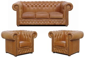 FN Sedací souprava Chesterfield Lord 3+1+1 kůže koňak
