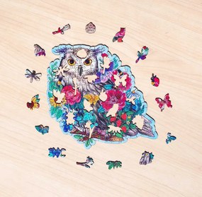RAVENSBURGER DŘEVO Puzzle 150 dílků Tajemná sova 27x20cm skládačka 2417511
