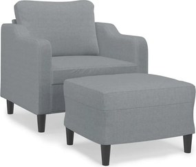 Křeslo s podnožkou světle šedé 60 cm textil 3201127