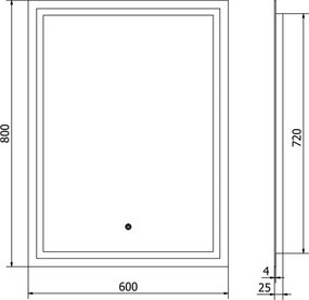 Mexen Miko, LED koupelnové zrcadlo s podsvícením 60 x 80 cm, 6000K, ochrana proti zamlžování, 9819-060-080-611-00
