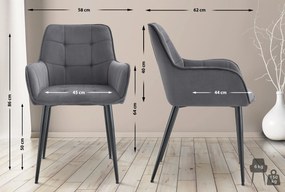 Jídelní židle Ferndale samet – tmavě šedá