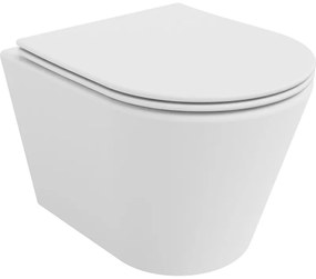 Mexen Rico WC mísa Rimless s pomalu padající deskou slim, duroplast, Matná bílá - 30724001