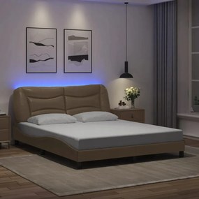 VidaXL Rám postele s Led, barva cappuccino, 160 x 200 cm, umělá kůže