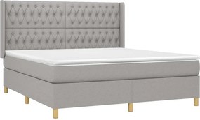 Box spring postel s matrací světle šedá 180 x 200 cm textil 3132249