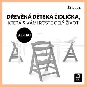 Hauck Alpha+ set 2v1 dřevěná židle, grey + polstrování Melange charcoa