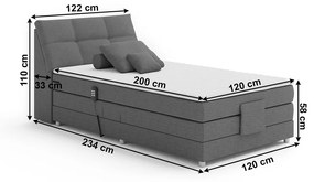 Šedá polohovací postel Chaire Boxspring 120x200 cm