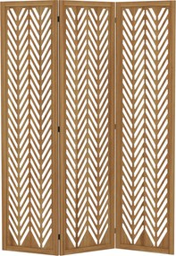 HOMCOM Skládací Paraván se 3 Panely 120x1.7x170 cm Přírodní Dřevo s Geometrickým Vzorem pro Kancelář a Ložnici