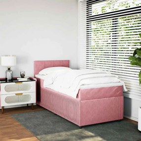 Box spring postel s matrací růžová 80 x 200 cm samet 3289895