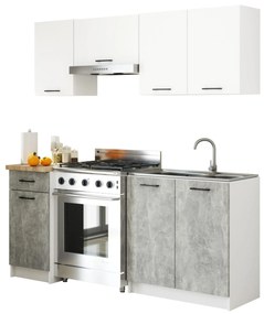 Kuchyňská sestava 180 cm Ozara (bílá + beton). 1071164