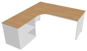 Sestava stolu a skříně pravá 180 cm - Hobis Gate GE 1800 60 H P Dekor stolové desky: dub, Dekor lamino podnože: bílá