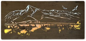 Li-Go "Hory s ptáky a jezerem" světelný obraz 230V 130x60cm provedení povrchu: dub světlý