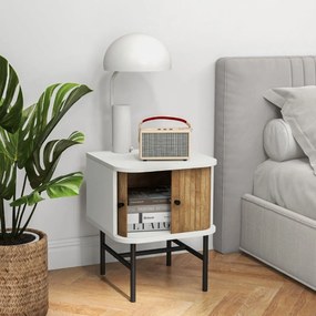 Costway Noční stolek s posuvnými dveřmi s úložným prostorem – – 40 × 39 × 49 cm
