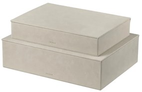 Béžové úložné boxy v sadě 2 ks s víkem/dekorativní z umělé kůže 40x30x11 cm Sahla – Blomus