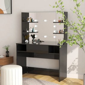 Kosmetický stolek s LED světly 100x40x135 cm MDF zářivě černý 331541