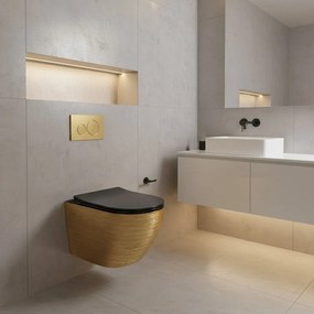 Závěsná WC mísa Rea Carlo Mini Tornado Black Brush Gold