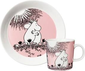 Set hrnku a talíře Moomin Love, růžový / 30. výročí