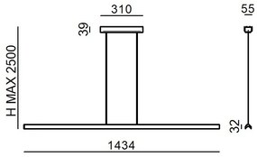 Linea Light 9812 Halfpipe_P, bílé závěsné lineární svítidlo, 42W LED 3000K, délka 143cm