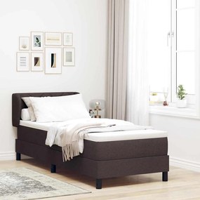 Postel s boxspringem s čelo Tmavě hnědá 80 x 200 cm textil 3340055