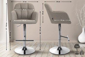 Barová židle Natoma látka chromovaná konstrukce – taupe
