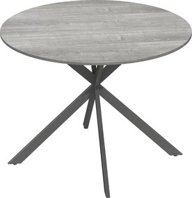 HOMCOM kulatý jídelní stůl pro 4 osoby, Ø100 cm, industriální styl s ocelovými X nohami, šedý