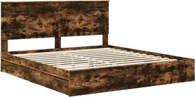 Postel s úložným prostorem se zásuvkou Kouřový dub 180 x 200 cm 3409528