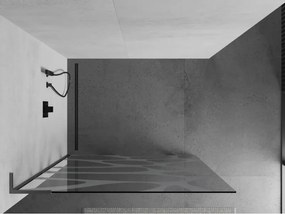 Mexen Kioto L, sprchová zástěna Walk-In 80 x 200 cm, 8mm čiré sklo bílý vzor, ​​grafitový profil, 800-080-103-66-97