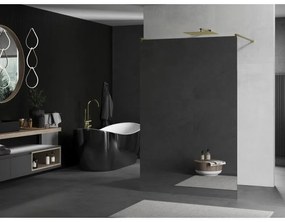 Mexen Kioto, sprchová zástěna Walk-In 120 x 200 cm, 8mm sklo vzor zrcadlo, zlatý matný profil, 800-120-002-55-50